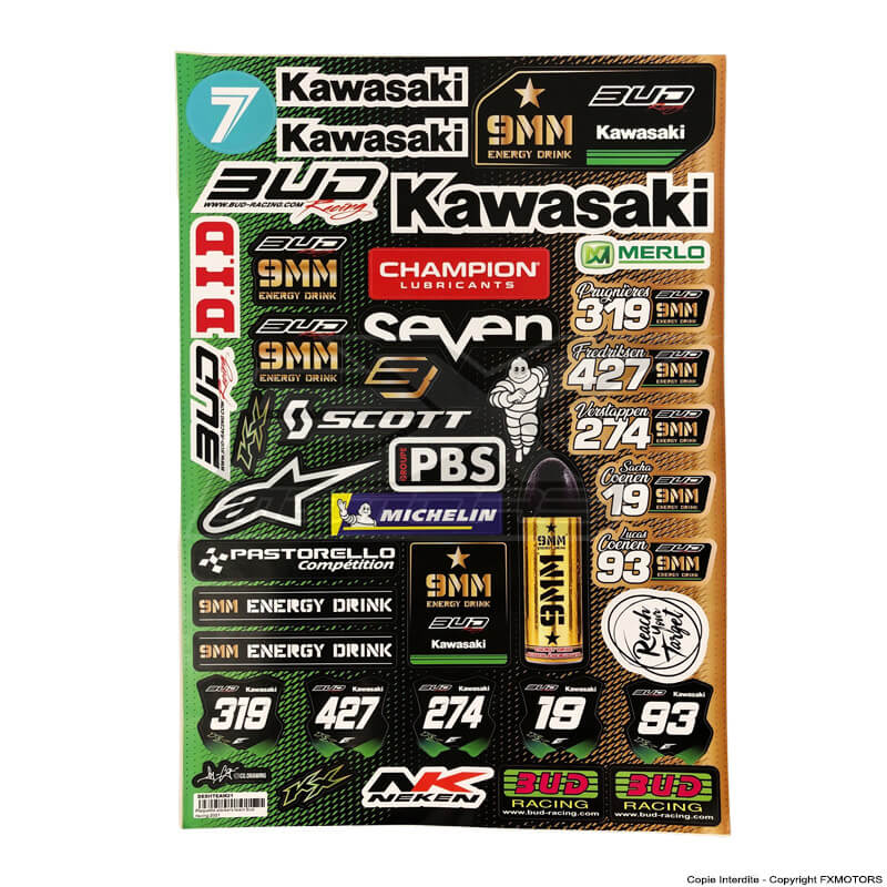 Planche Stickers Bud Racing Team 2021 43x31cm - FX MOTORS